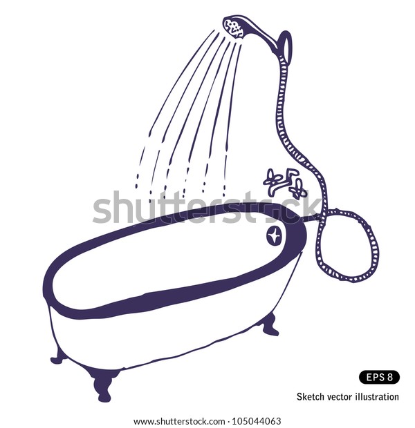 Bath Shower Hand Drawn Sketch Illustration Stock Vector (Royalty Free ...