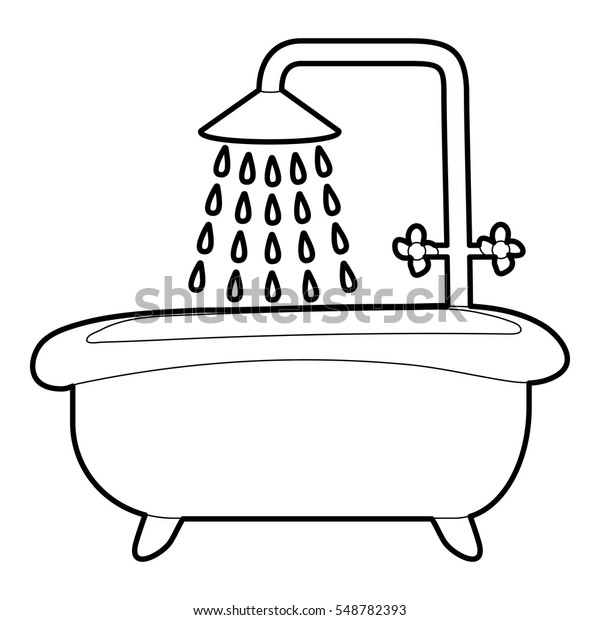 Bath Shower Icon Outline Illustration Bath Stock Vector (Royalty Free ...