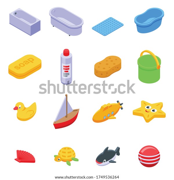 Bath Toys Icons Set Isometric Set Stock Vector (Royalty Free) 1749536264