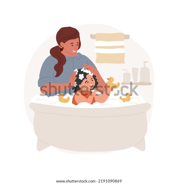 Bathing Isolated Cartoon Vector Illustration Nanny Stock Vector ...