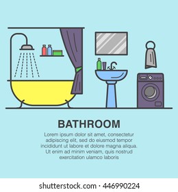 Bathroom Interior Illustration Made Line Art Stock Vector (Royalty Free ...