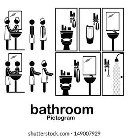 Bathroom Pictogram Over White Background Vector Stock Vector (Royalty ...