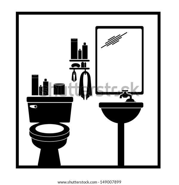 Bathroom Pictogram Over White Background Vector Stock Vector (Royalty ...