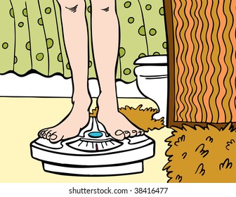 Bathroom Scale Cartoon Hand Drawn Style Stock Vector (Royalty Free ...