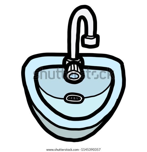 Bathroom Sink Cartoon Vector Illustration Hand 스톡 벡터(로열티 프리) 1145390357 ...