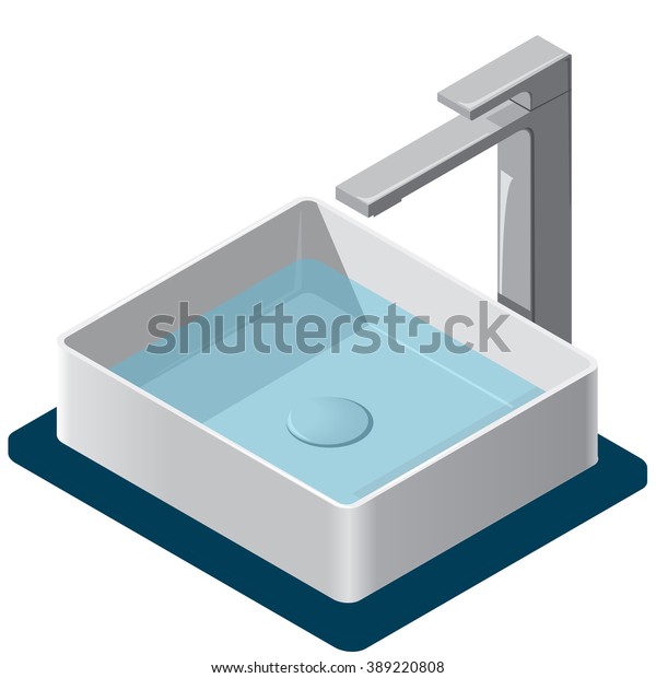 Bathroom Sink Isometric Basin Tap Water Stock Vector (Royalty Free ...