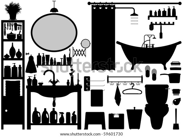 Bathroom Toilet Design Set Vector Stock Vector (Royalty Free) 59601730