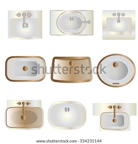 Bathroom Wash Basin Top View Set Stock Vector (Royalty Free) 334235144 ...
