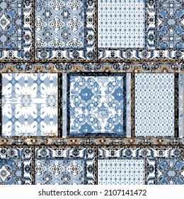Batik Abstract Blue Background Pattern Stock Vector (Royalty Free ...