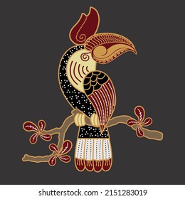 Batik Bird Black Printed Illustration Stock Vector (Royalty Free ...