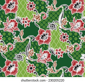 Batik Design On Green Stock Vector (Royalty Free) 230205220 | Shutterstock
