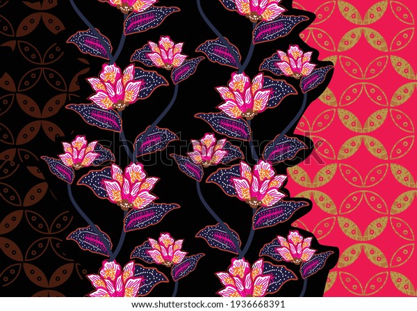 Batik Floral Pattern Flowers Leaves Oriental Stock Vector (Royalty Free ...