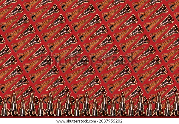 Batik Kris Indonesia Red Yellow Color Stock Vector (Royalty Free ...
