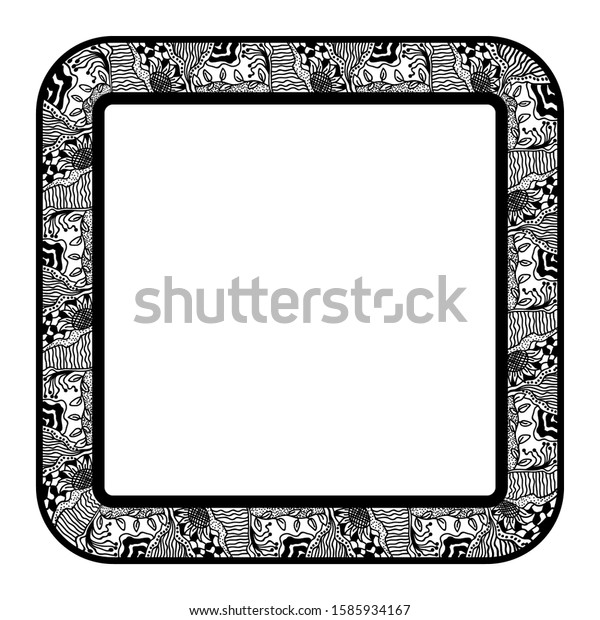 Batik Motif Frame Border Hand Drawing Stock Vector (Royalty Free ...