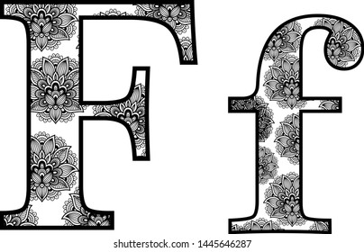 Batik Pattern Letter Outline Illustration Vector: vector de stock ...