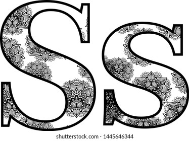 Batik Pattern Letter Outline Illustration Vector Stock Vector (Royalty ...