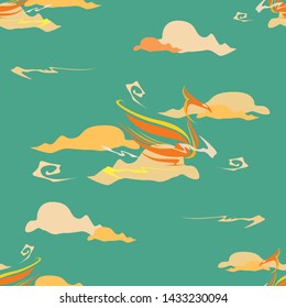 Batik Phoenix On Sky Seamless Pattern Stock Vector (Royalty Free ...