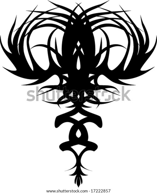 Batlike Abstract Spike Caduceus Snakes Black: vector de stock (libre de ...