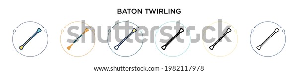 Baton Twirling Icon Filled Thin Line Stock Vector (Royalty Free ...