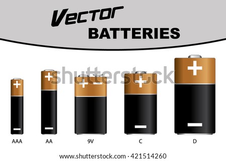 Batteries AA AAA 9 V C D Stock Vector (Royalty Free) 421514260 ...