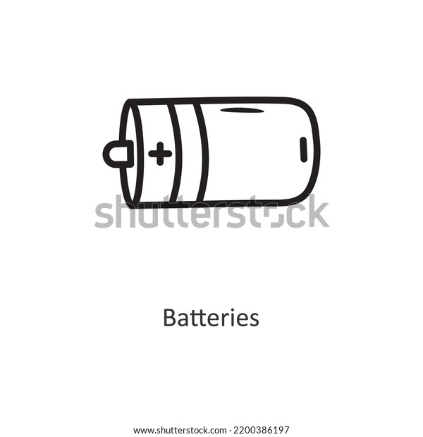 Batteries Vector Outline Icon Design Illustration Stock Vector (Royalty ...