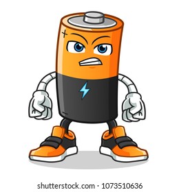 Battery Excited Mascot Vector Cartoon Illustration: เวกเตอร์สต็อก (ปลอด ...