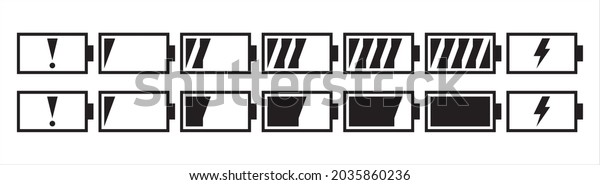 Battery Capacity Bar Charging Icon Set Stock Vector (Royalty Free ...