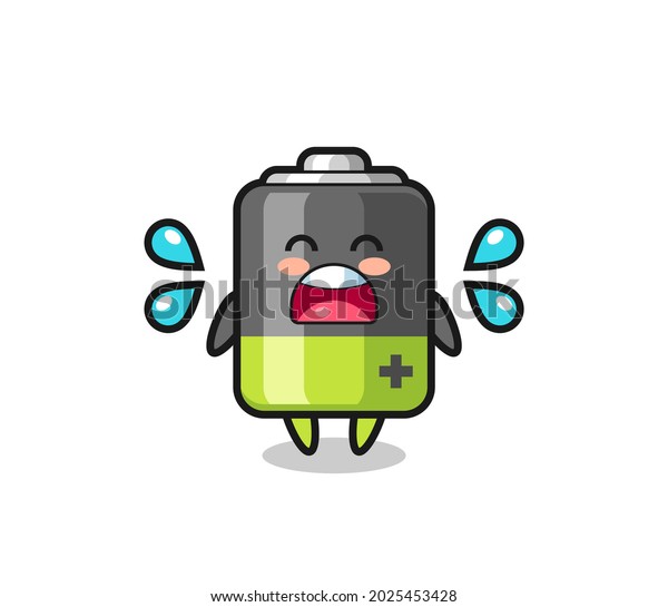 Battery Cartoon Illustration Crying Gesture Cute Stock Vector (Royalty ...