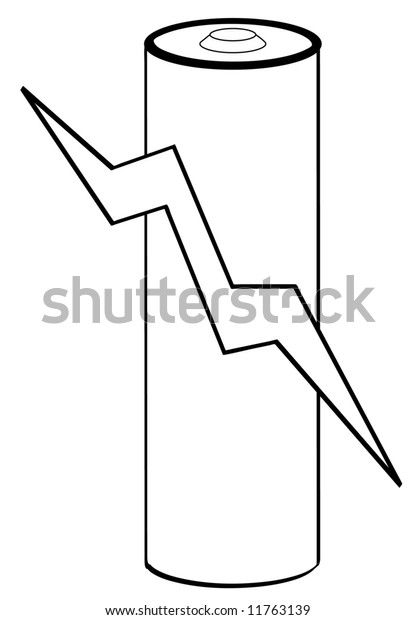 Battery Cell Outline Bolt Electricity Vector Stock Vector (Royalty Free ...