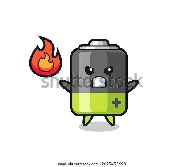 Battery Character Cartoon Angry Gesture Cute Stock Vector (Royalty Free ...