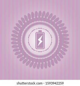 Battery Charging Icon Inside Realistic Pink Stock Vector (Royalty Free ...