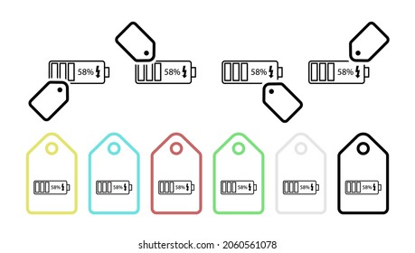 Battery Charging Vector Icon Tag Set Stock Vector (Royalty Free ...