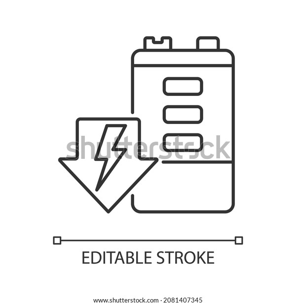 Battery Discharging Linear Icon Selfdischarge Energy Stock Vector ...