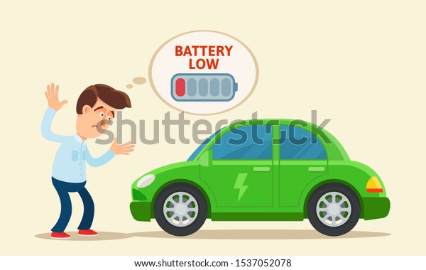 Battery Electric Car Empty Cannot Drive Stock Vector (Royalty Free ...