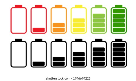 Battery Status Full Half Empty Editable Stock Vector (Royalty Free ...