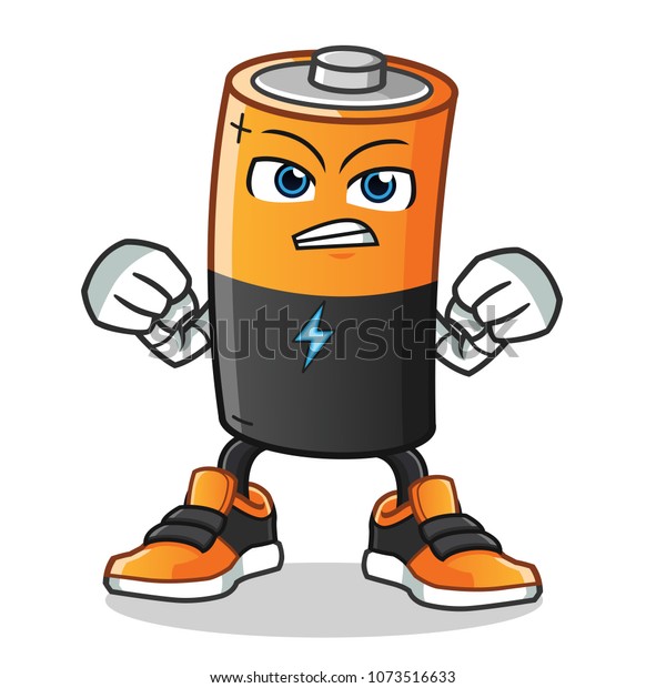 Battery Fight Mascot Vector Cartoon Illustration Stock Vector (Royalty ...