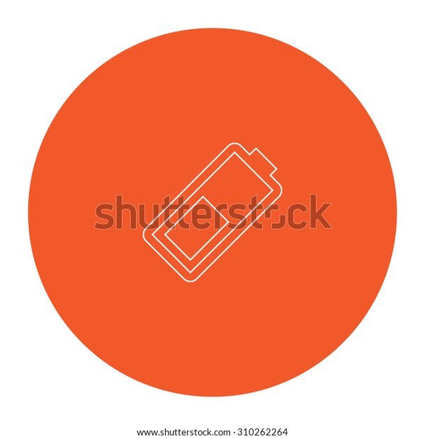 Battery Flat Outline White Pictogram Orange Stock Vector (Royalty Free ...