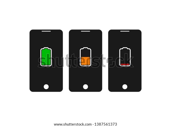 Battery Full Low Empty Charging Smartphone Stock Vector (Royalty Free ...