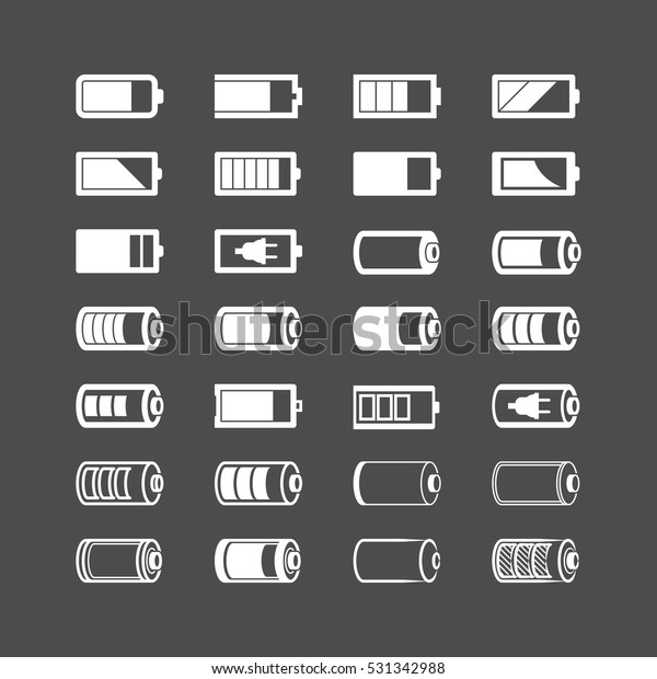 Battery Icon Set Vector Monochrome Pictograms Stock Vector (Royalty ...