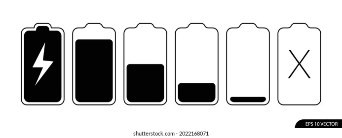 Battery Indicator Icons Set Black White Stock Vector (Royalty Free ...