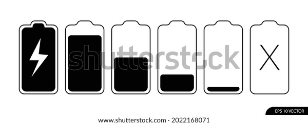 Battery Indicator Icons Set Black White Stock Vector (Royalty Free ...