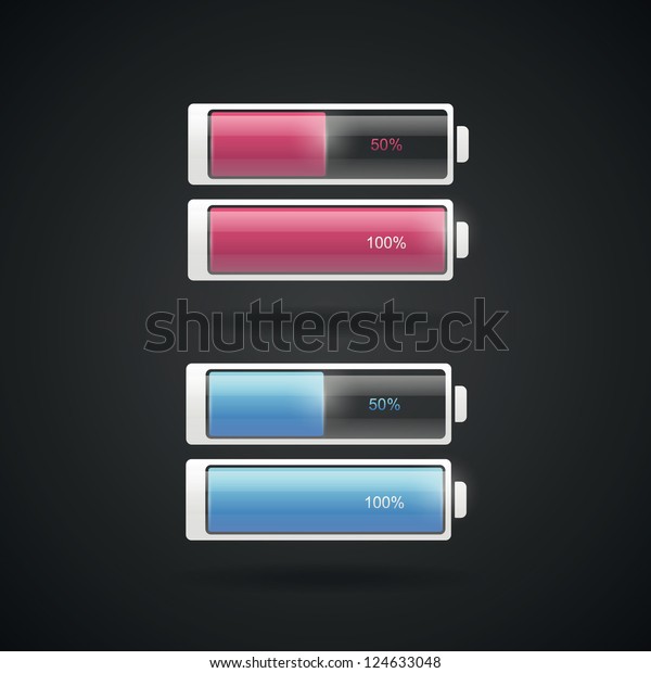 Battery Levels Set Two Colors: เวกเตอร์สต็อก (ปลอดค่าลิขสิทธิ์ ...