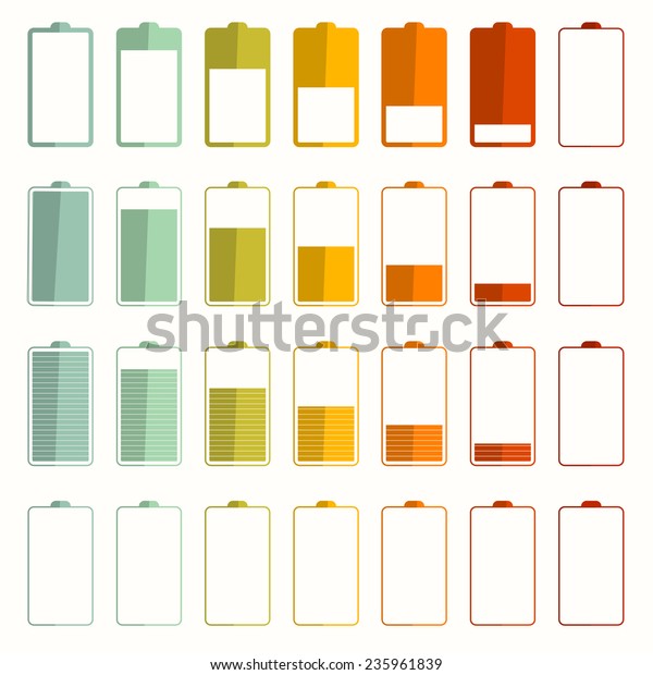 Battery Life Vector Icons Set Stock Vector (Royalty Free) 235961839 ...