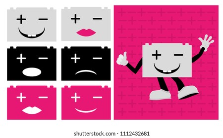 Battery Man Different Faces Waving His Stock Vector (Royalty Free ...