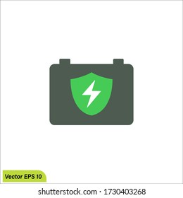 Battery Shield Icon Power Protected Symbol Stock Vector (Royalty Free ...