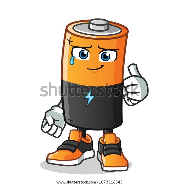 Battery Touched Mascot Vector Cartoon Illustration Stock Vector ...