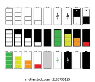 Battery Vector Icon Collection Set Stock Vector (Royalty Free ...