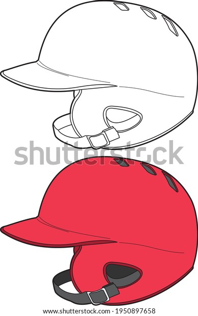 Batting Helmet Baseball Vector Drawings Cartoon Stock Vector (Royalty ...
