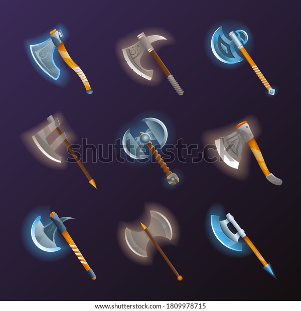 Battle Axe Set Isolated Battle Metal Stock Vector (Royalty Free ...