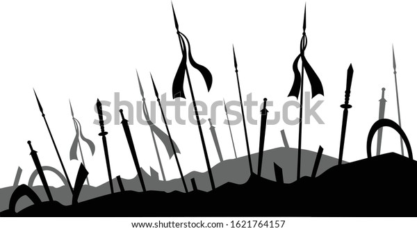 Battle Field After War Swords Spears Stock Vector (Royalty Free ...